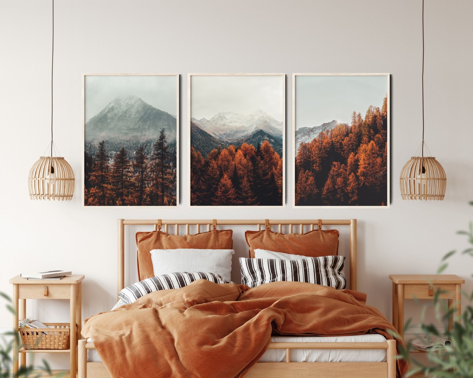 Fall Mountain Forest Set of 3 Prints Fall Mountain Poster - Etsy