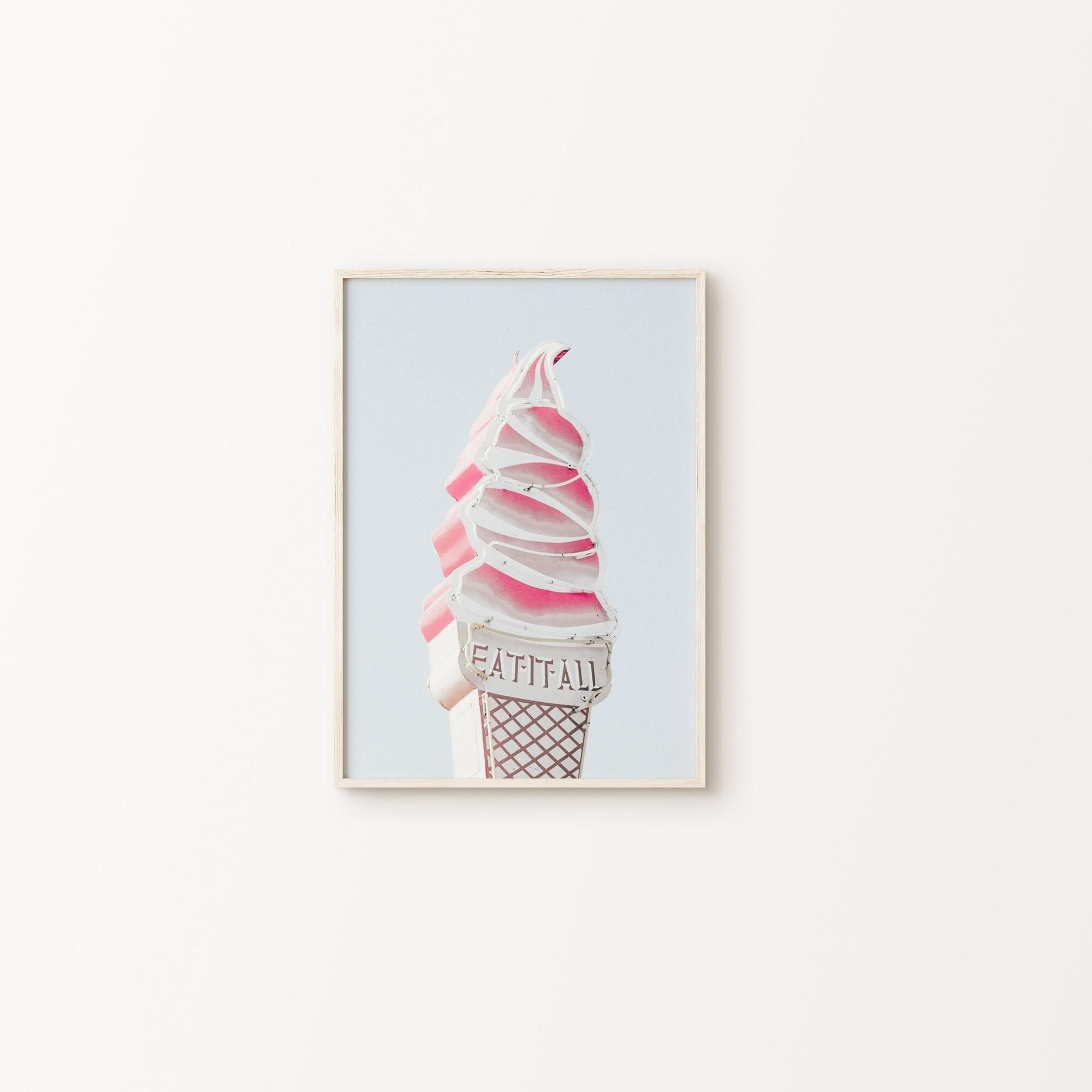 Ice Cream Wall Art DIGITAL Ice Cream Cone Print Pastel Ice | Etsy