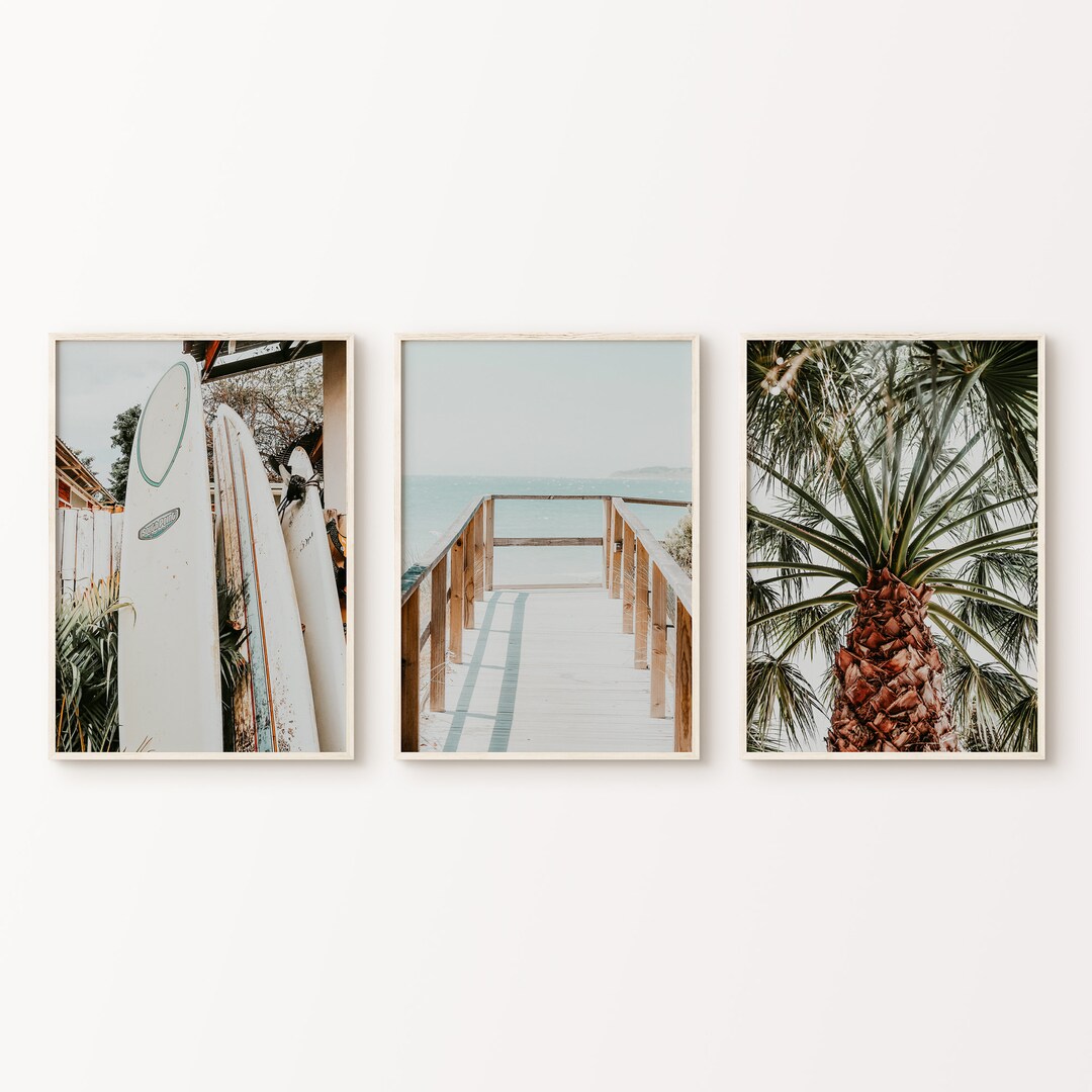 Set of 3 Coastal Printable Photography, Tropical 3 Pieces Wall Art ...