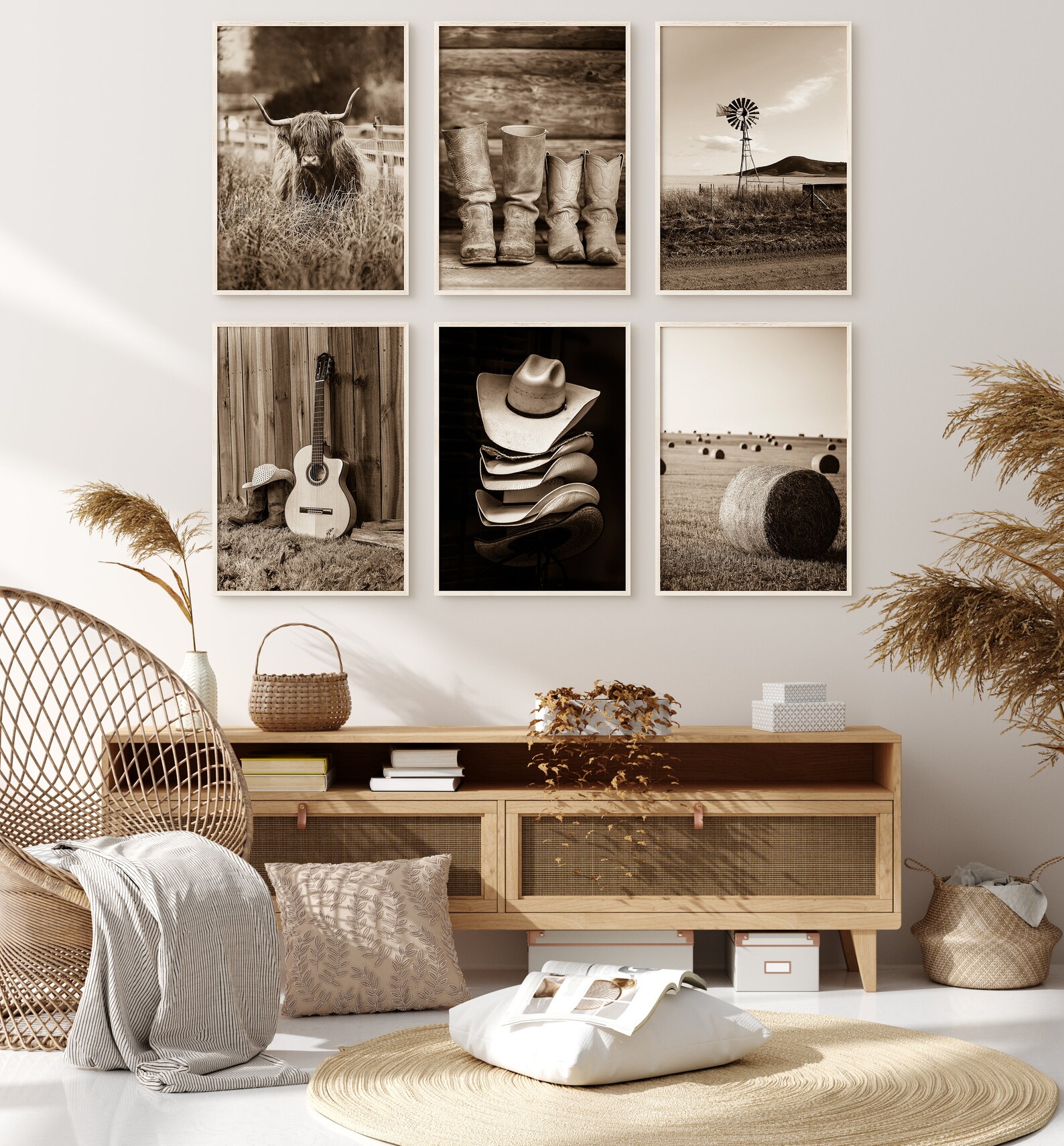 Highland Cow Gallery Wall Set Southwest Set of 6 Prints - Etsy