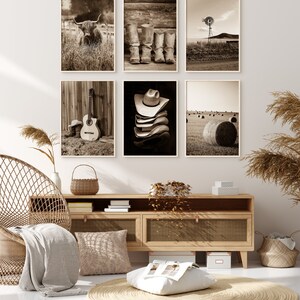 Highland Cow Gallery Wall Set, Southwest Set of 6 Prints, Rustic ...
