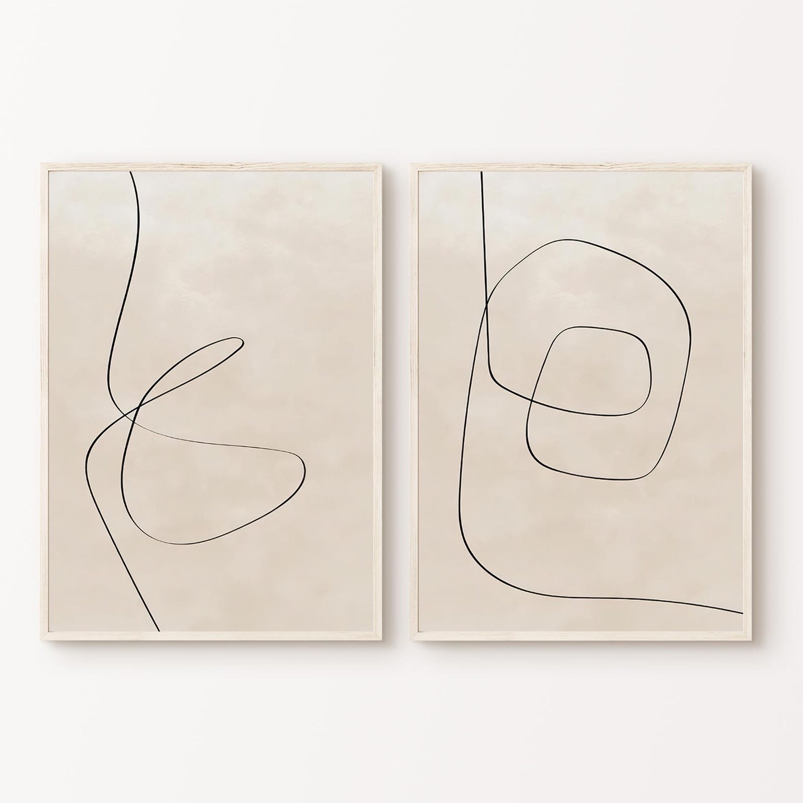 Beige Prints Set of 2, Abstract Painting, PRINTABLE Neutral Minimalist ...