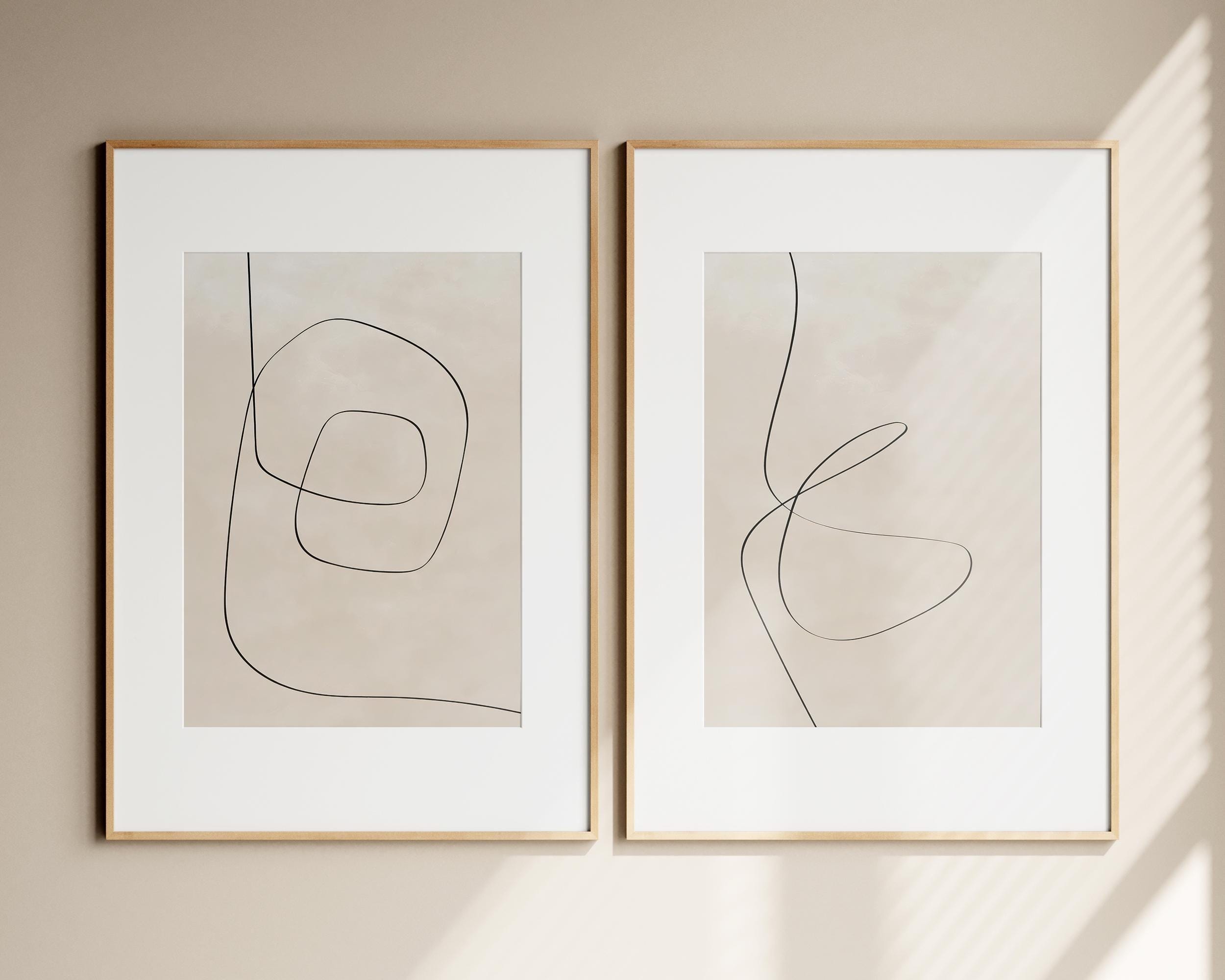 Beige Prints Set of 2, Abstract Painting, PRINTABLE Neutral Minimalist ...
