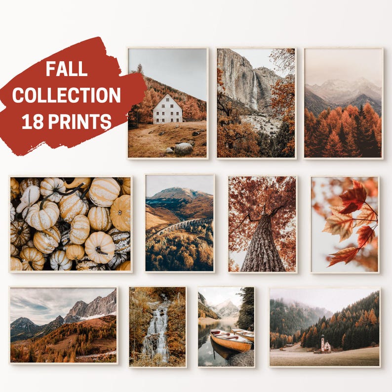 Printable Fall Wall Art, Autumn 18 Prints Bundle, Fall Forest Large ...