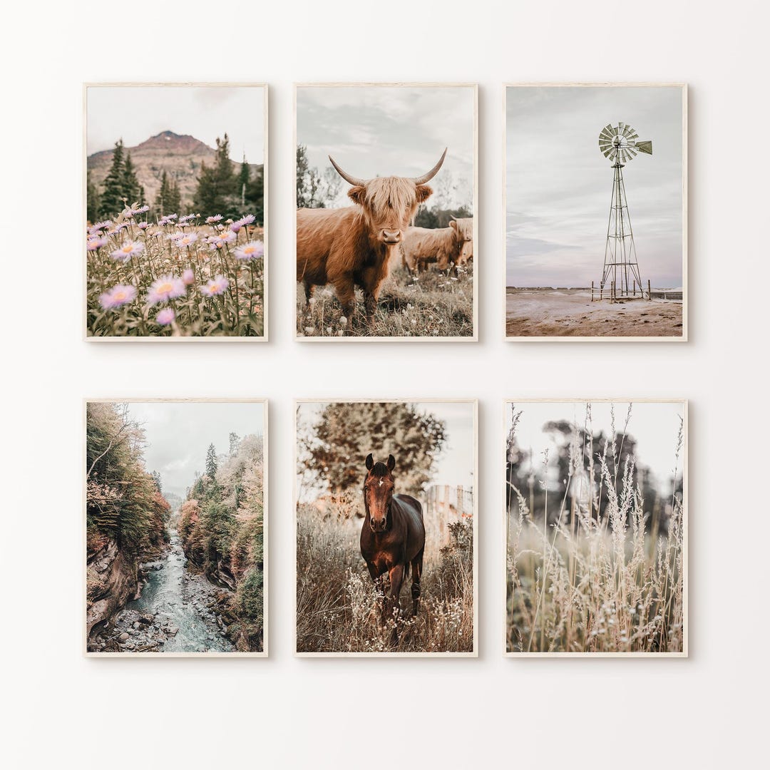 Western Set of 6 Photography, Printable Boho Farmhouse Wall Art ...