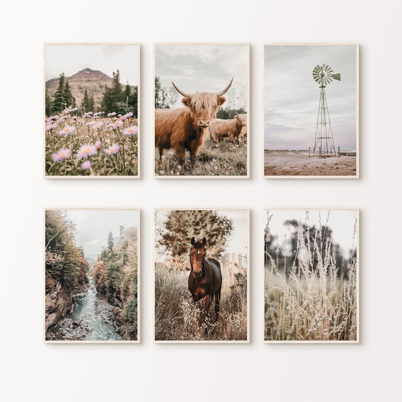 Western Set of 6 Photography, Printable Boho Farmhouse Wall Art ...