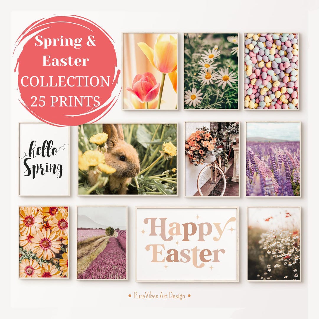 Spring Printable Wall Art, 25 Easter Prints, Spring Photography Bundle ...