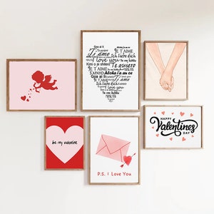 Valentine's Day Prints Bundle, Gallery Wall Set of 18 Printable Wall ...