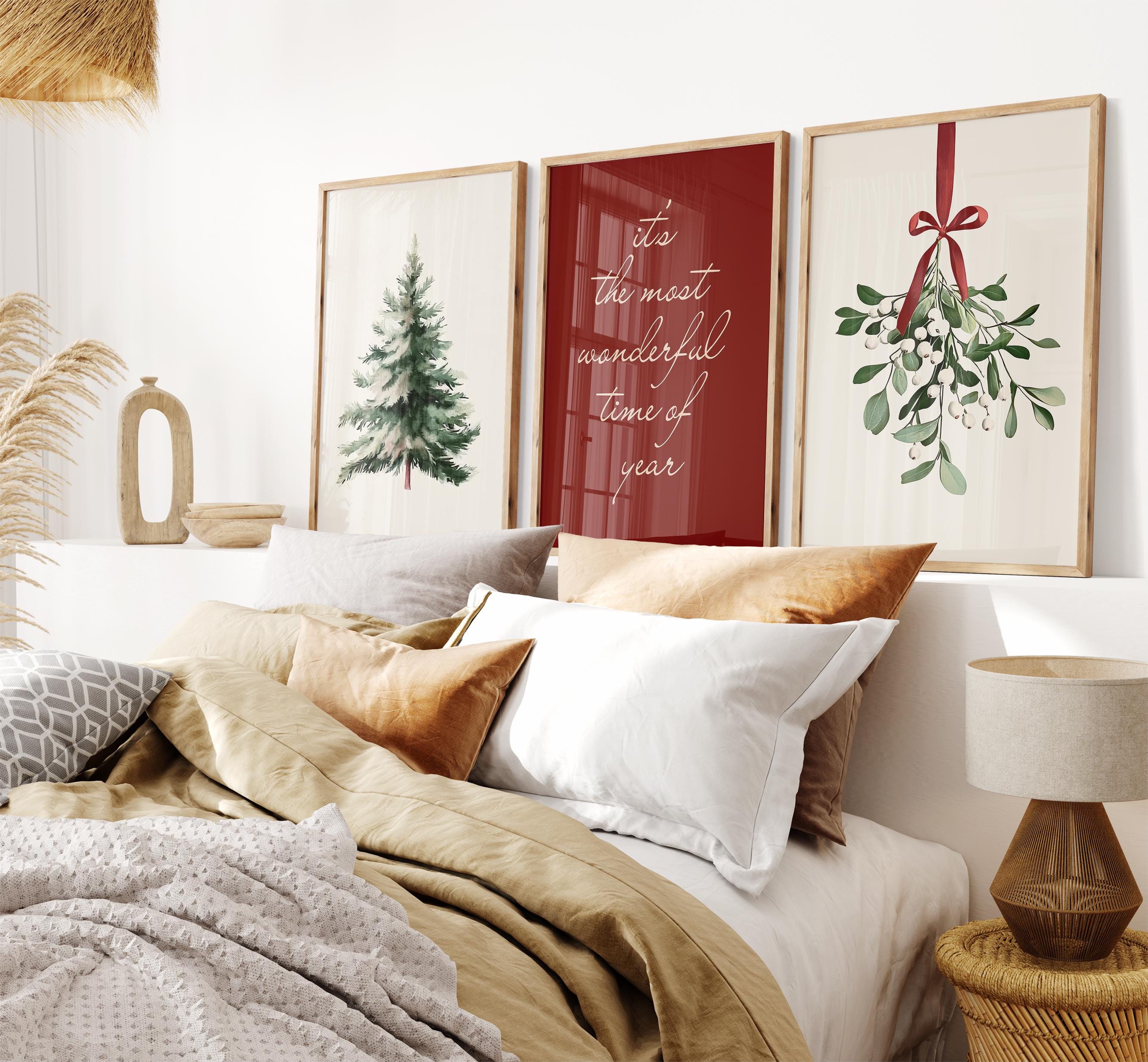 Christmas Wall Art Set of 3, Printable Winter Holiday Decor, Festive ...
