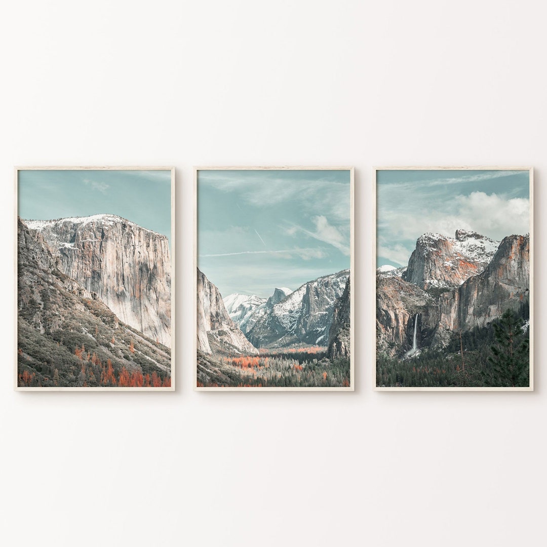 Set of 3 Yosemite DIGITAL Print, Large National Park Poster, Yosemite ...