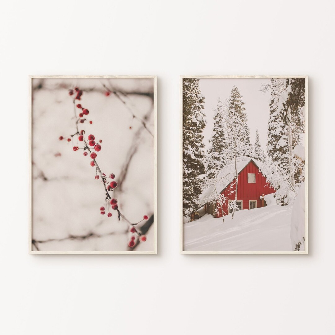 Winter 2 Pieces Wall Art, Christmas Theme Prints Set of 2, Printable ...