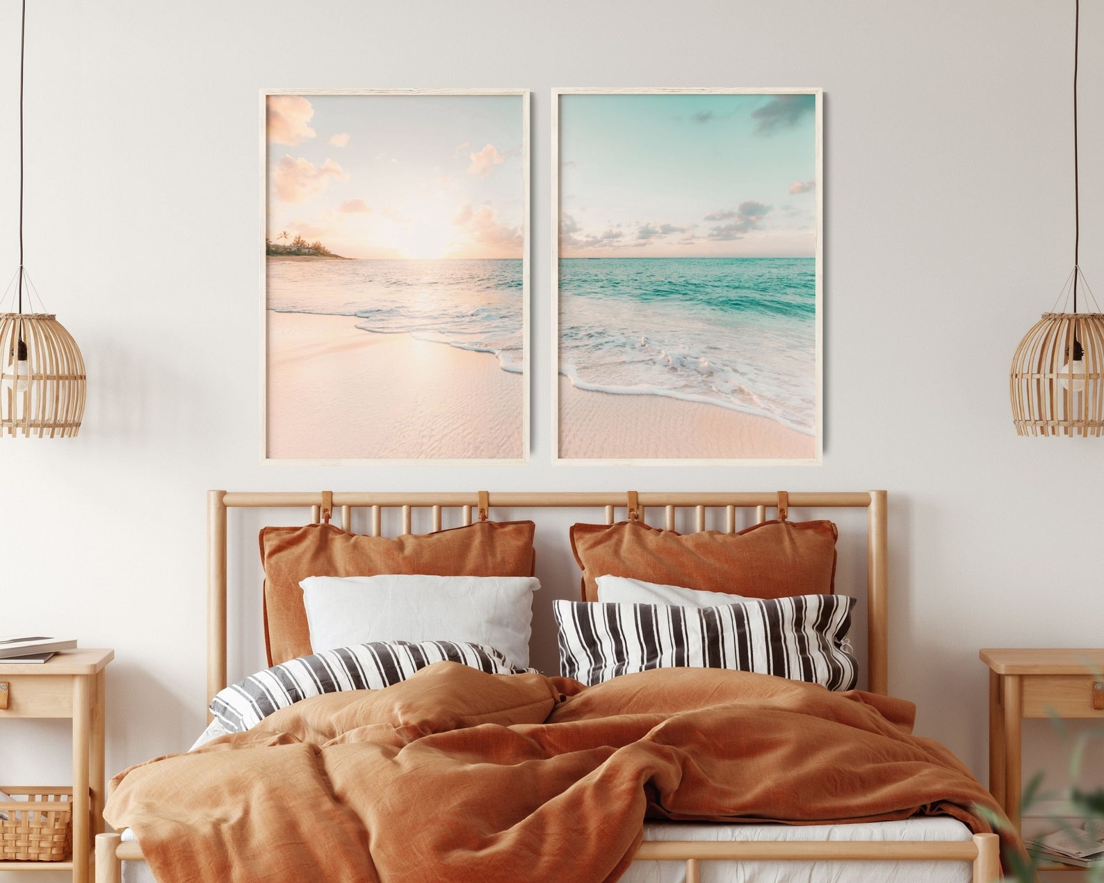 Printable Beach Set of 2 Split Photography Ocean Waves 2 | Etsy