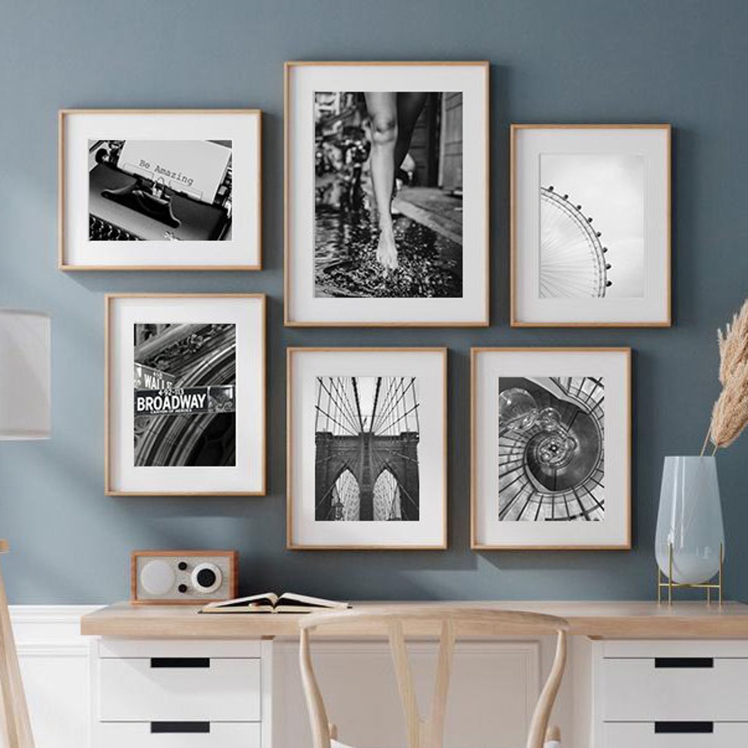 New York Poster Gallery Wall Set of 6 Black and White Digital Prints ...
