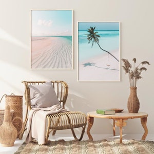 Printable Tropical Beach Set of 2 Photography, Coastal 2 Pieces Large ...