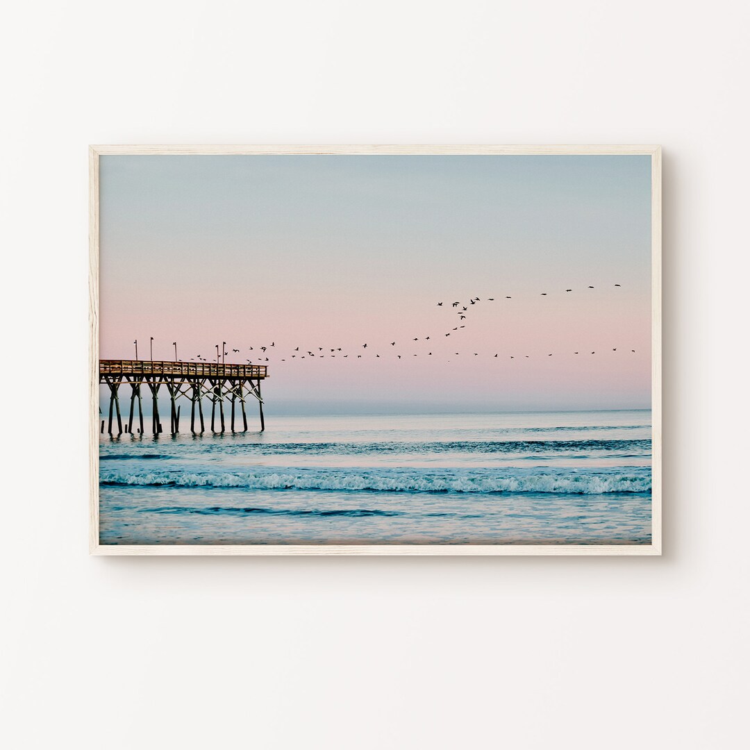Coastal Printable Photography, Ocean Waves Large Wall Art, Sunset Calm ...