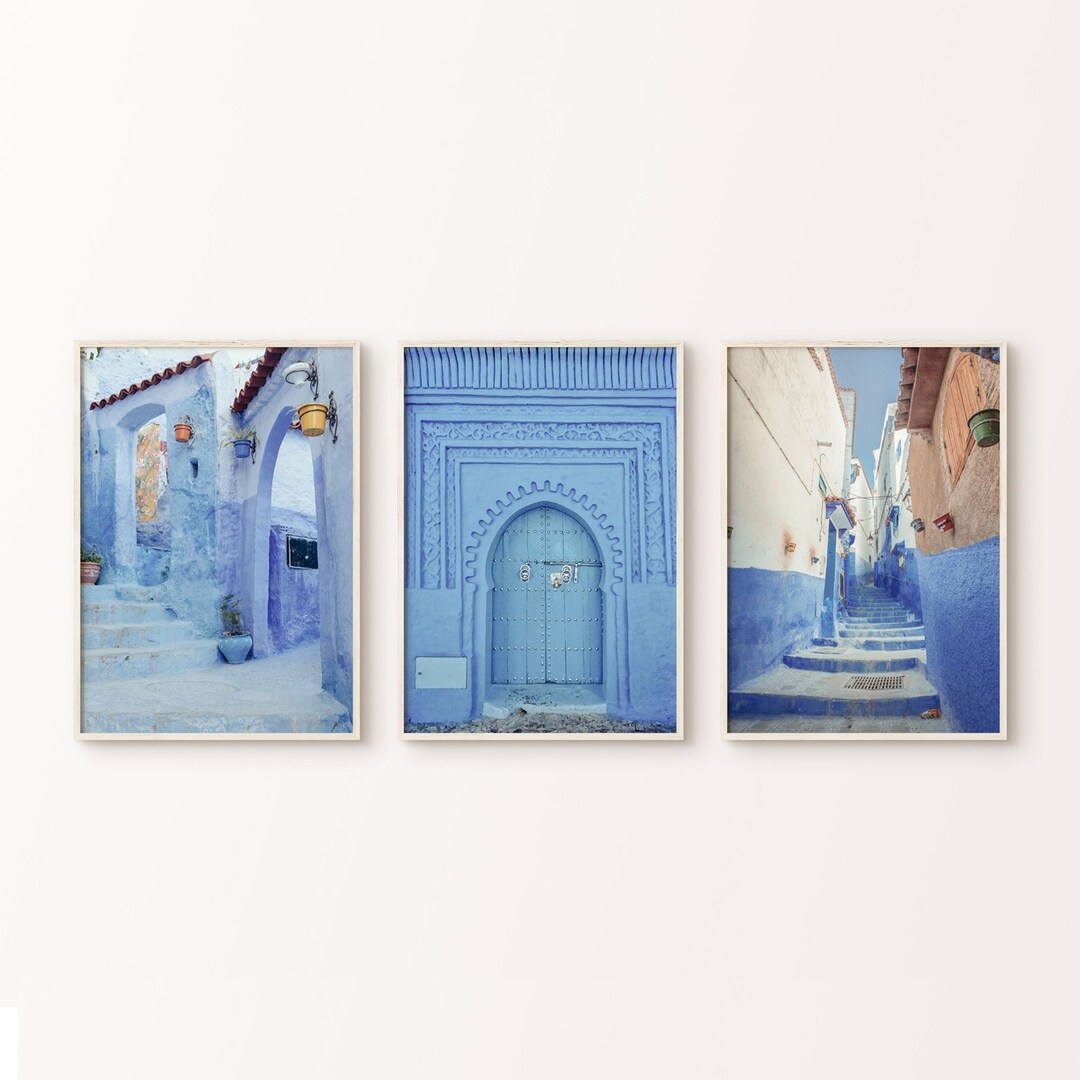 Printable Photography of Morocco City, Arabic Set of 3 Prints, Blu City ...