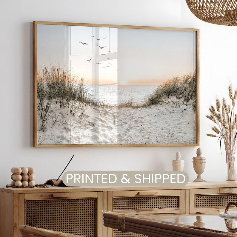 Neutral Coastal Wall Art, Calm Beach Landscape Photography, Ocean ...