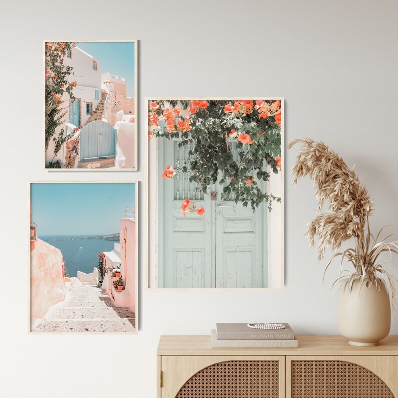Greece Prints Set of 3 Wall Art Printable Boho Santorini - Etsy