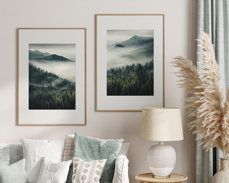 Mountain Set of 2 Prints, Printable Nature Landscape 2 Pieces Wall Art ...
