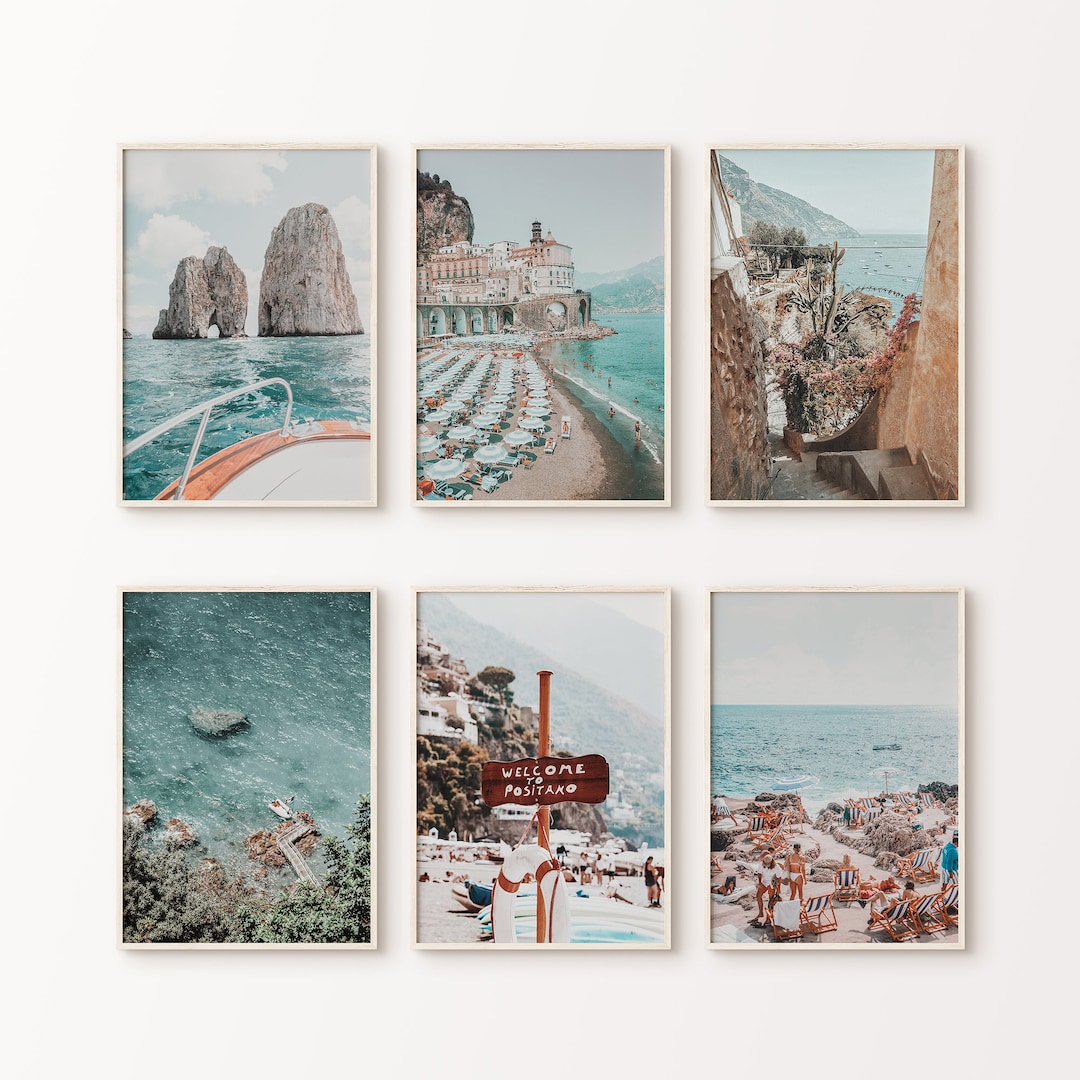 Printable Amalfi Coast Set of 6 Prints, Mediterranean 6 Pieces Wall Art ...