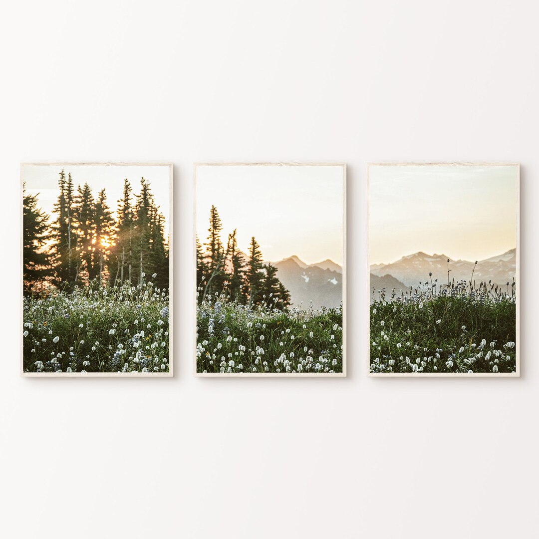 Printable Wildflowers Set of 3 Prints, Nature Landscape 3 Pieces Large ...