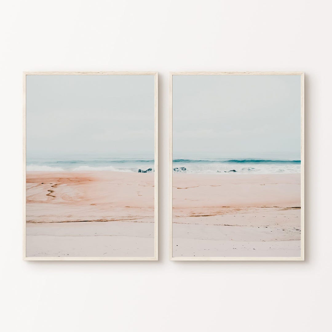 Printable Set of 2 Ocean Waves Prints, Neutral Coastal Photography ...