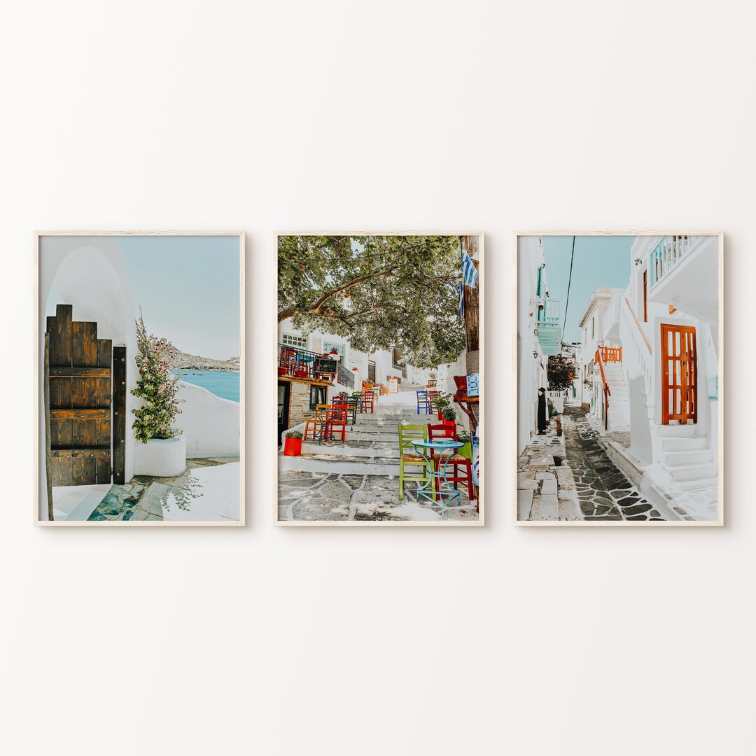 Greece Island 3 Pieces Printable Wall Art, Set of 3 Greece Photography ...