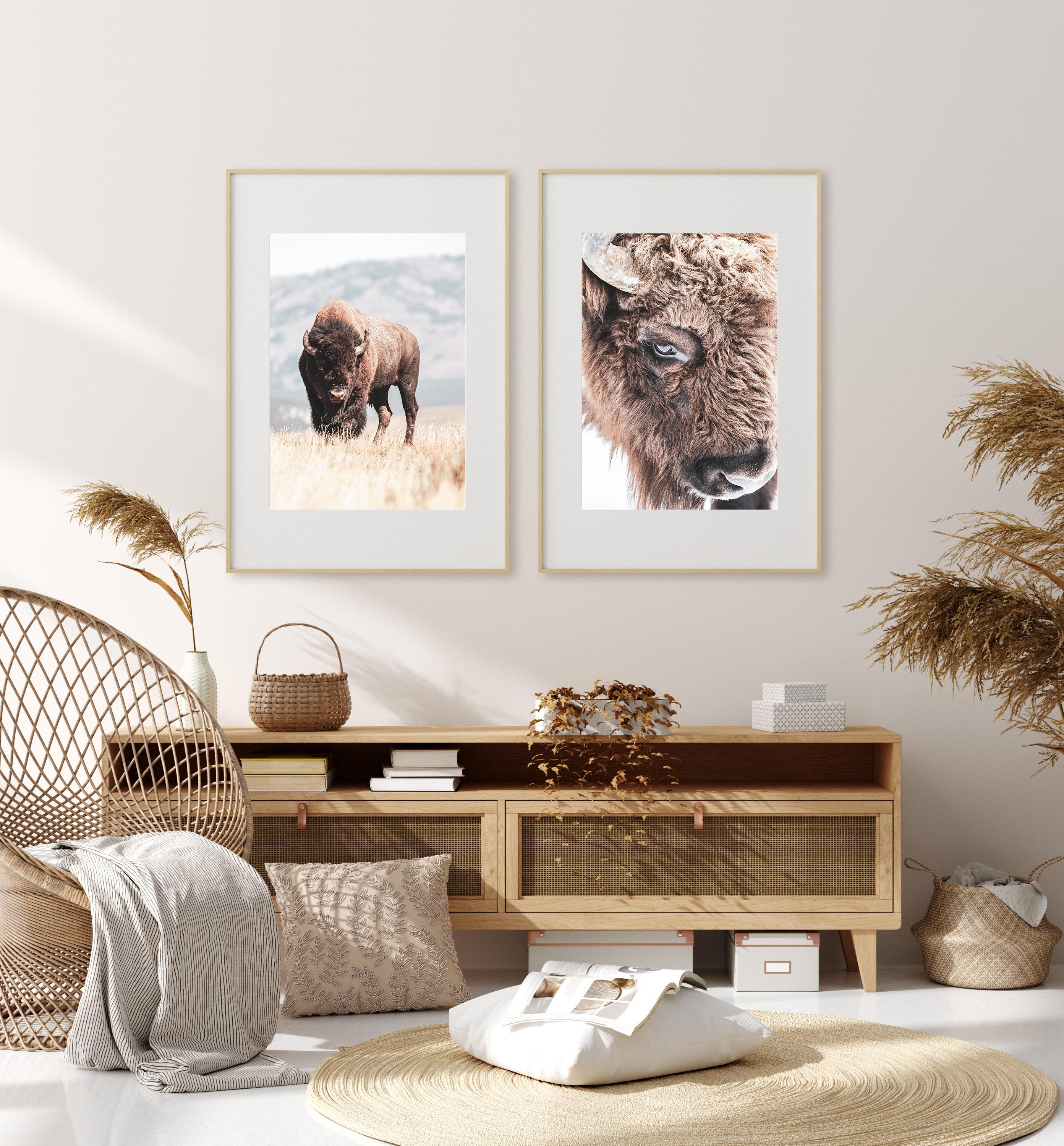 Bison Close-up 2 Pieces Wall Art, Buffalo Set of 2 DIGITAL Prints ...