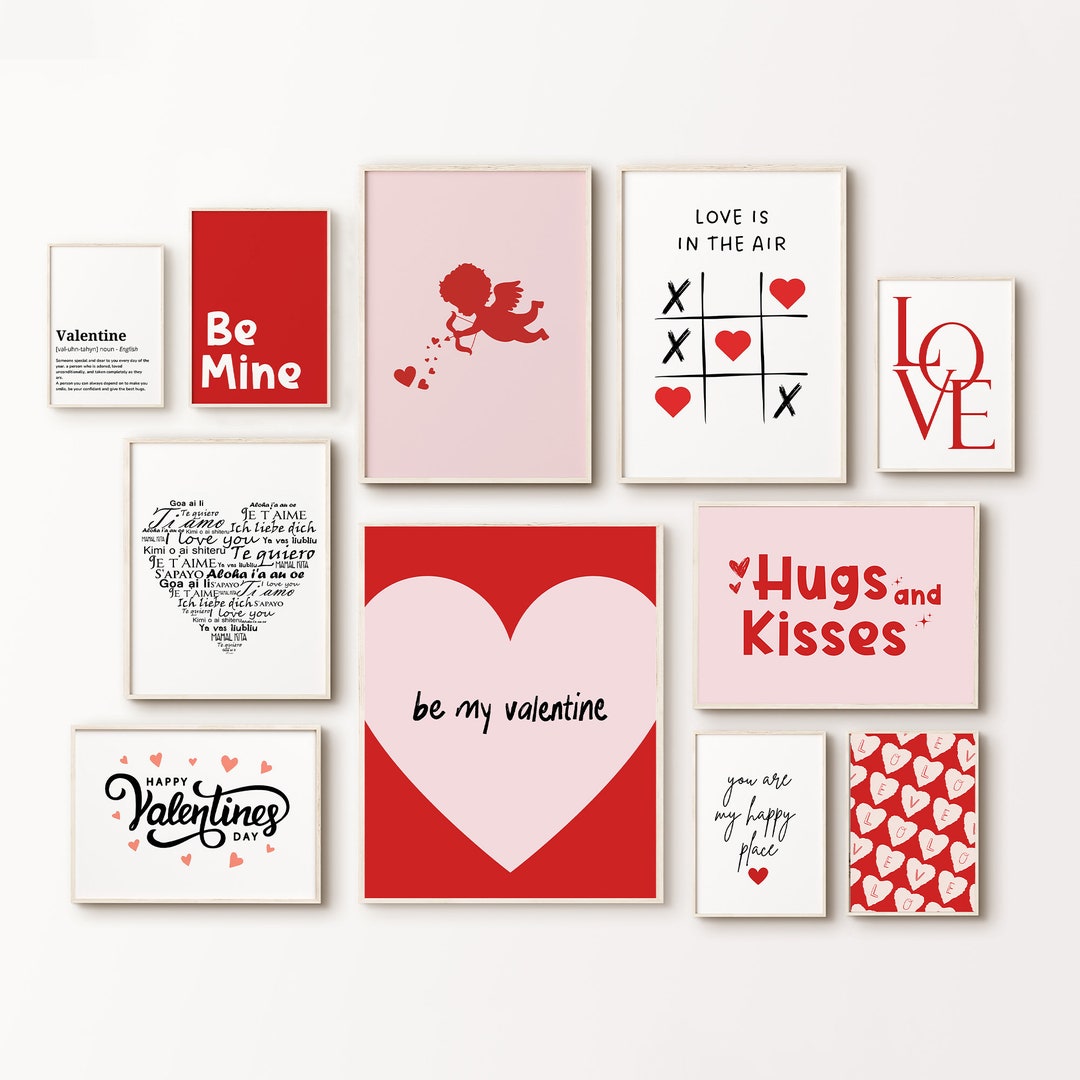 Valentine's Day Printable Wall Art, Gallery Wall Set of 18 Prints ...
