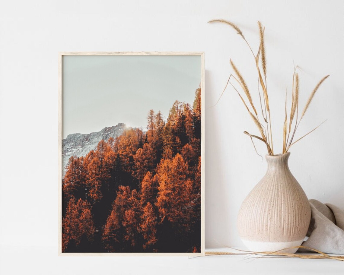 Fall Mountain Forest Set of 3 Prints Fall Mountain Poster - Etsy