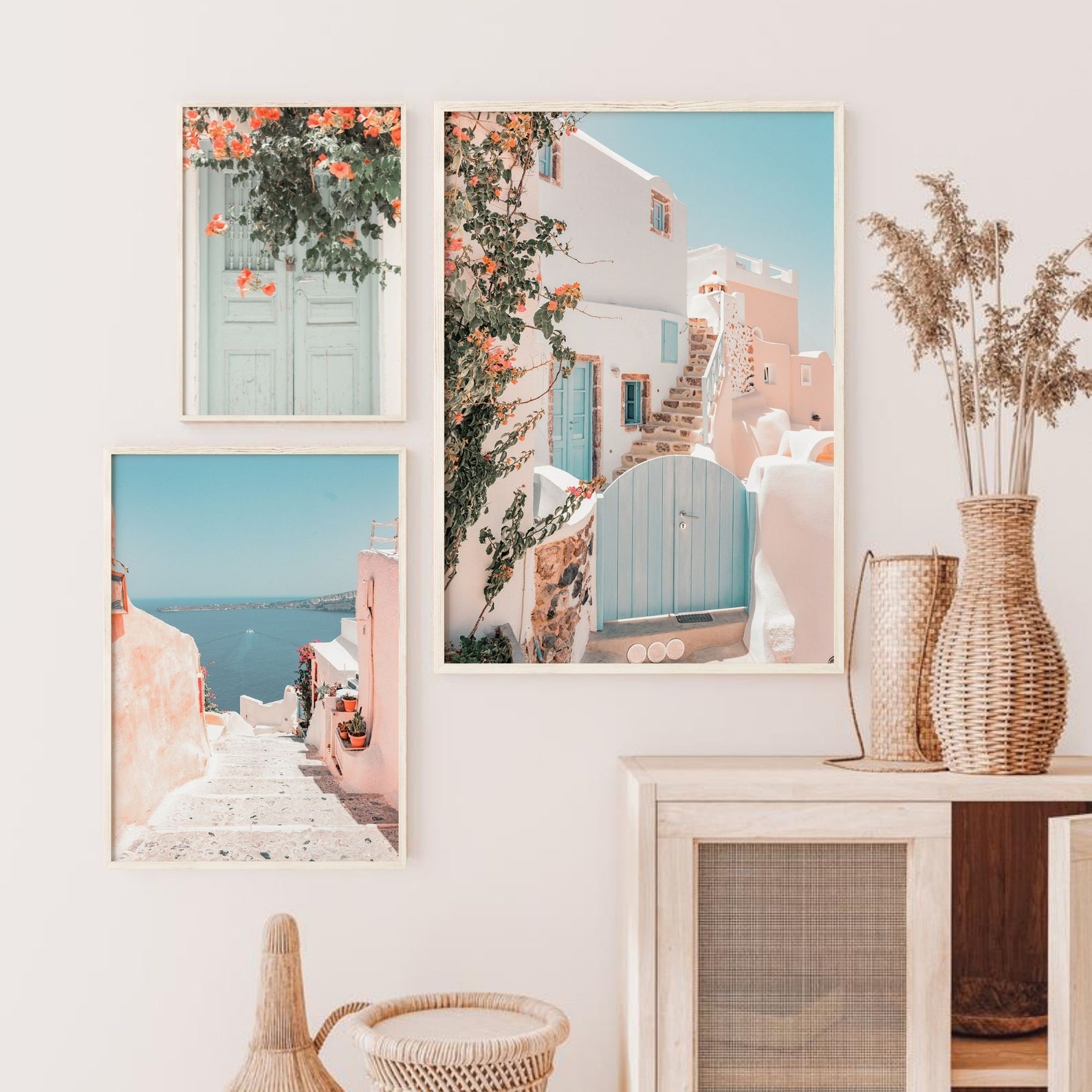 Greece Prints Set of 3 Wall Art Printable Boho Santorini - Etsy