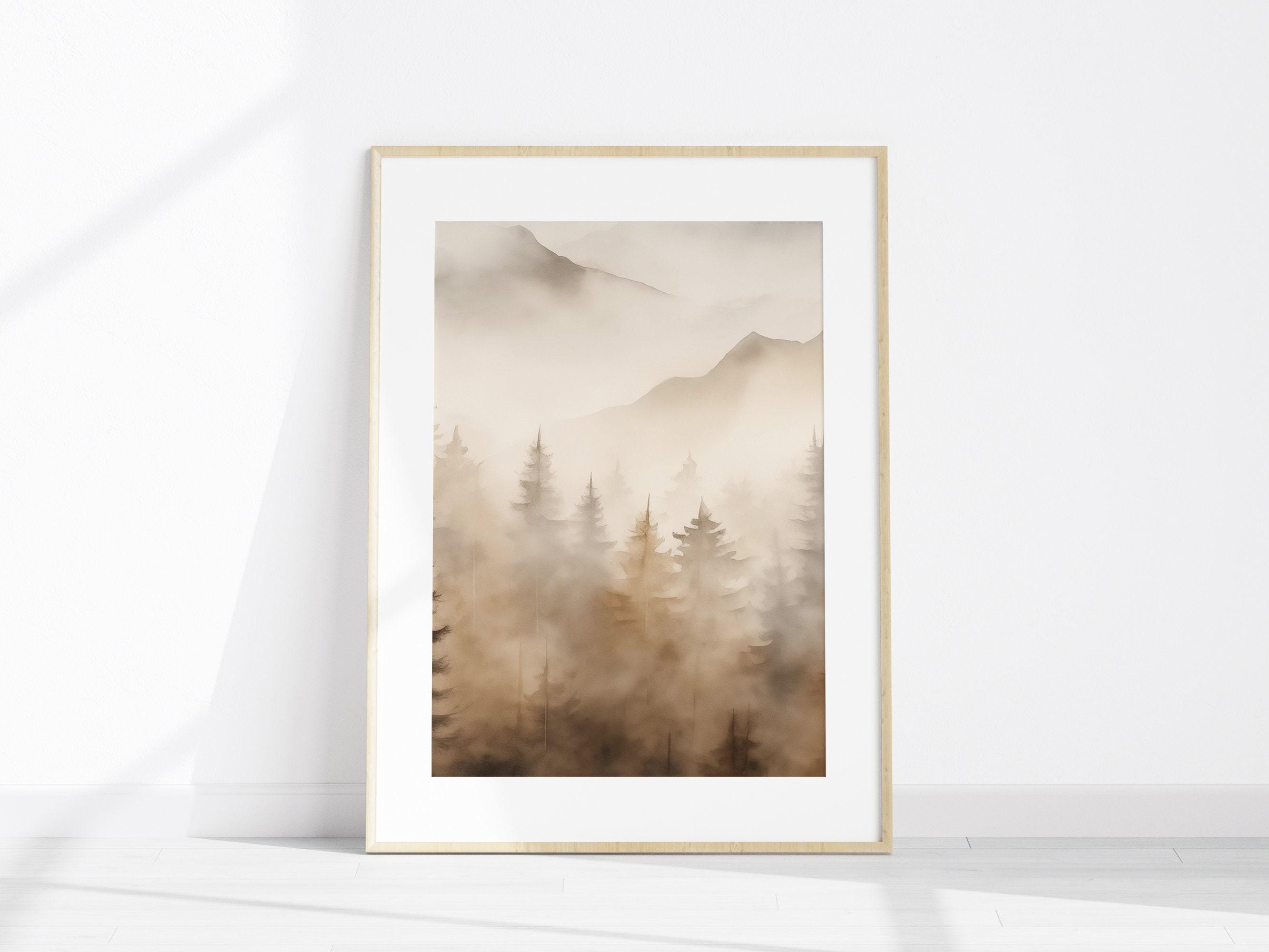 Fall Forest Set of 3 Prints, Printable Foggy Mountain Poster, Misty ...
