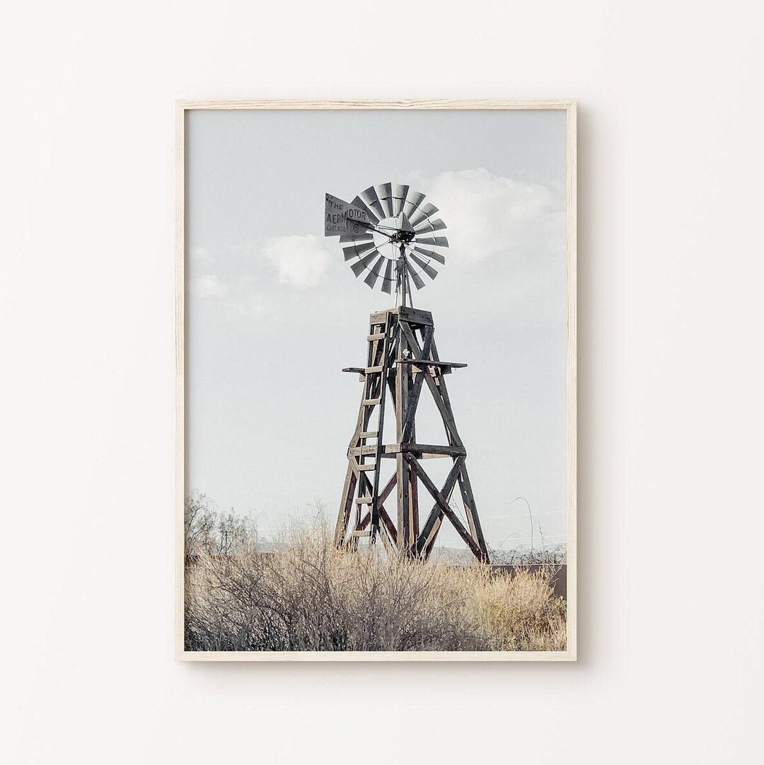 Windmill Printable Photography, Southwest Landscape Print, Rustic Texas ...