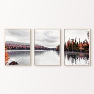 Fall Landscape Printable Set of 3 Photography, Autumn Lake Landscape ...