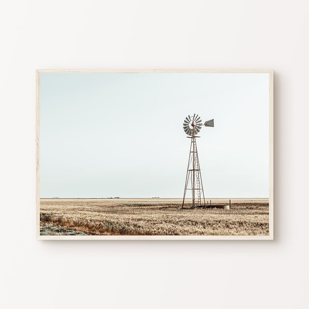 Printable Windmill Photography, Southwest Landscape Print, Rustic Texas ...