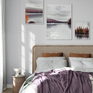 Fall Landscape Printable Set of 3 Photography, Autumn Lake Landscape ...