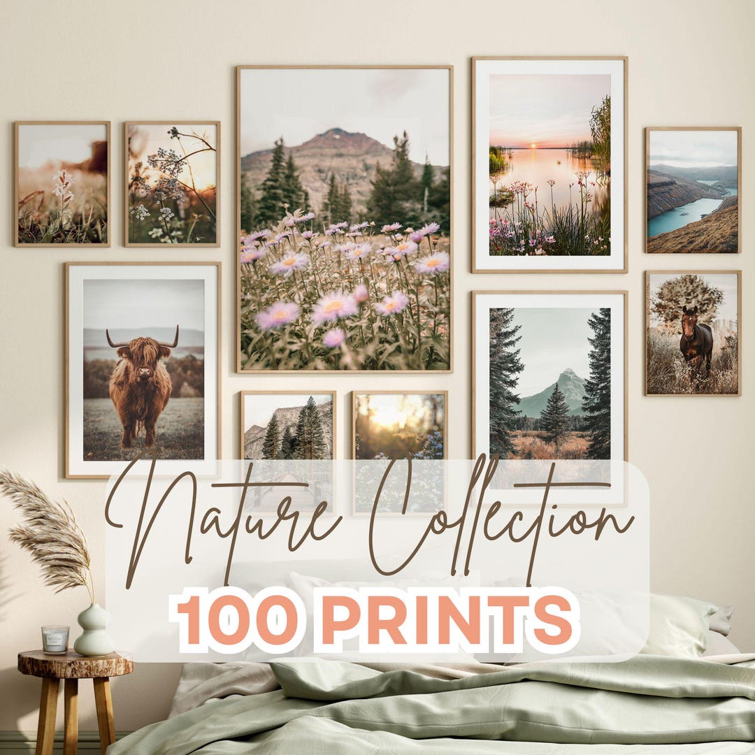 Nature Prints Bundle, Printable Farmhouse Gallery Wall Art, 100 Prints ...