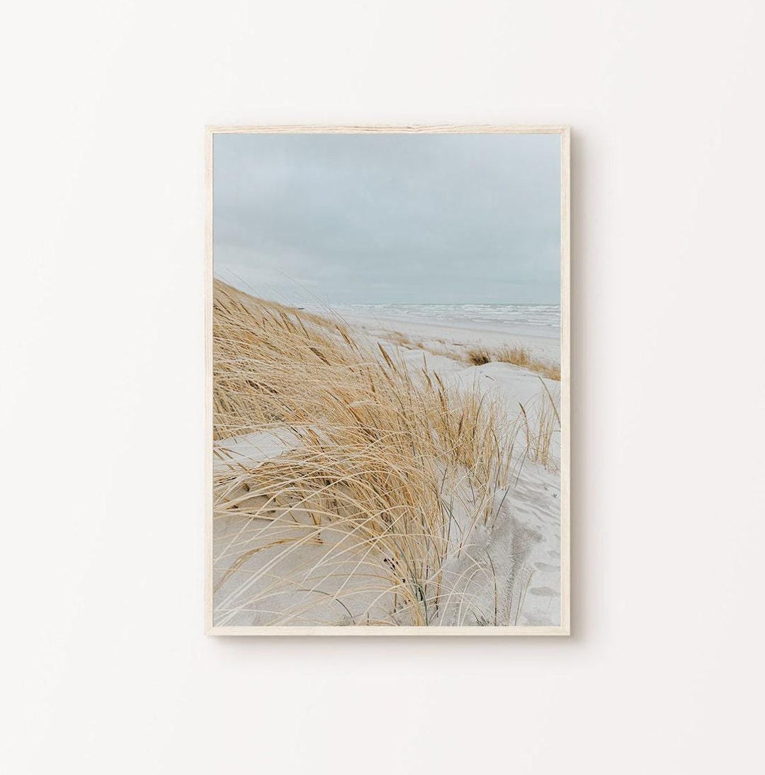 Printable Neutral Beach Grass Photography, Coastal Landscape Large Wall ...