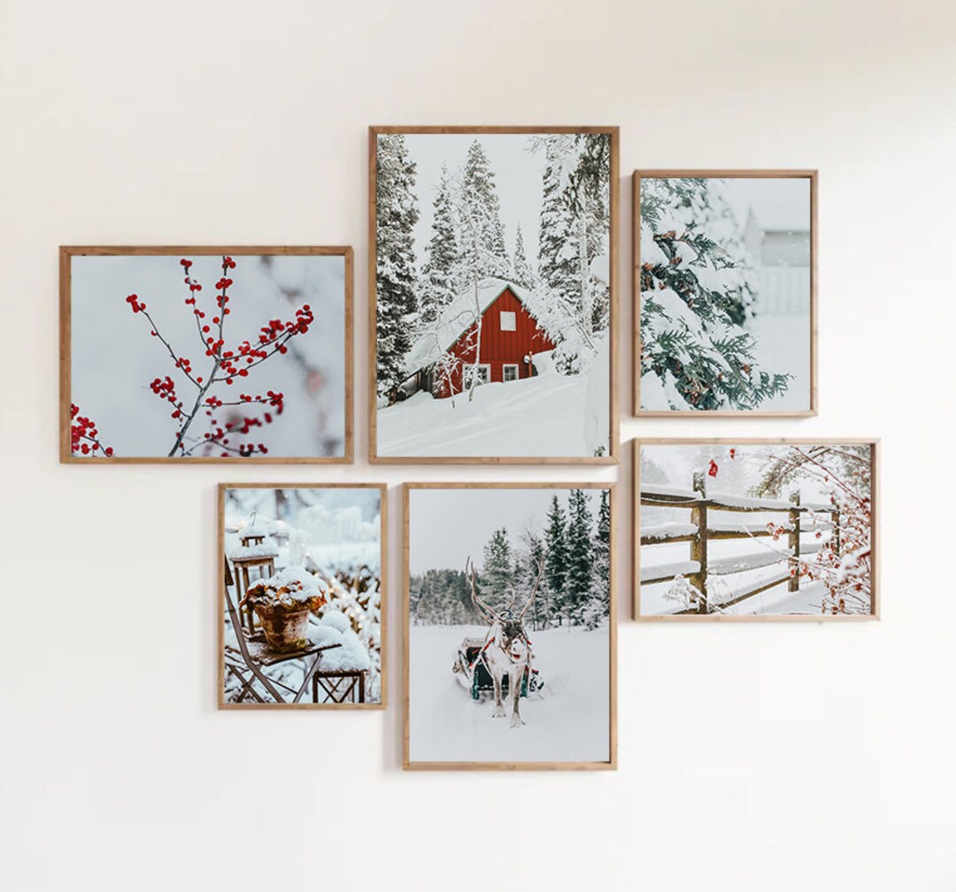 Winter Theme Printable Photography, Snowy Landscape Gallery Wall Set of ...