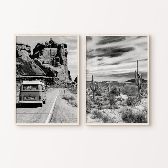 Black and White Desert Photography Prints Arizona Desert Art | Etsy