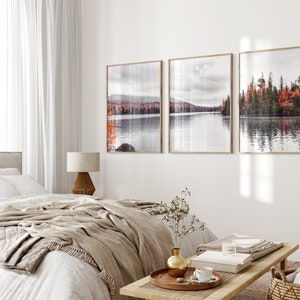 Fall Landscape Printable Set of 3 Photography, Autumn Lake Landscape ...