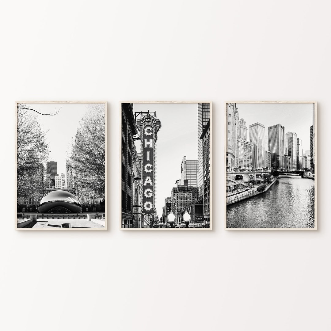 Printable Set of 3 Chicago Black & White Photography, Chicago Theater ...
