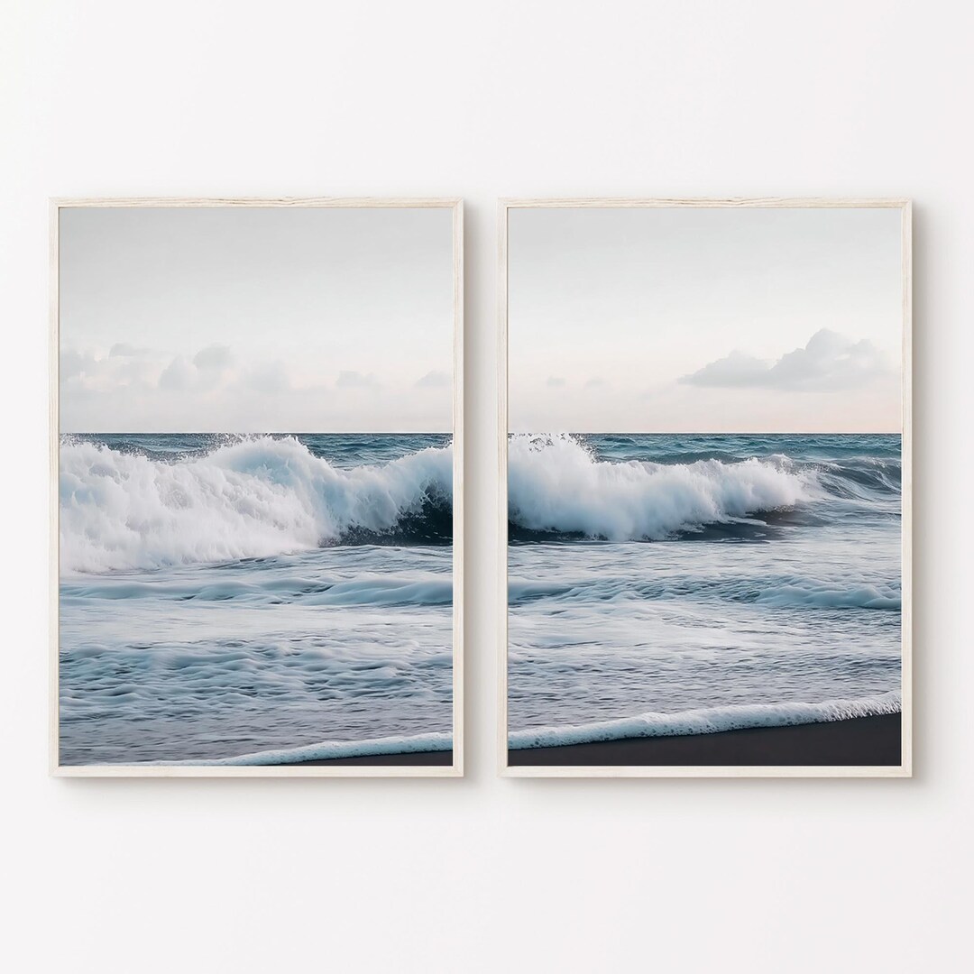Ocean Waves Set of 2 Prints, Printable Coastal Photography, Modern ...