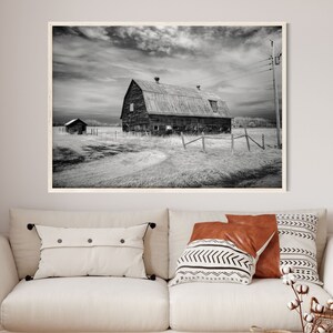 Rustic Barn Black and White Print, Printable Southwestern Farmhouse ...