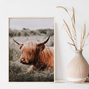 Western Set of 6 Prints DIGITAL, Highland Cow Large Wall Art, Rustic ...