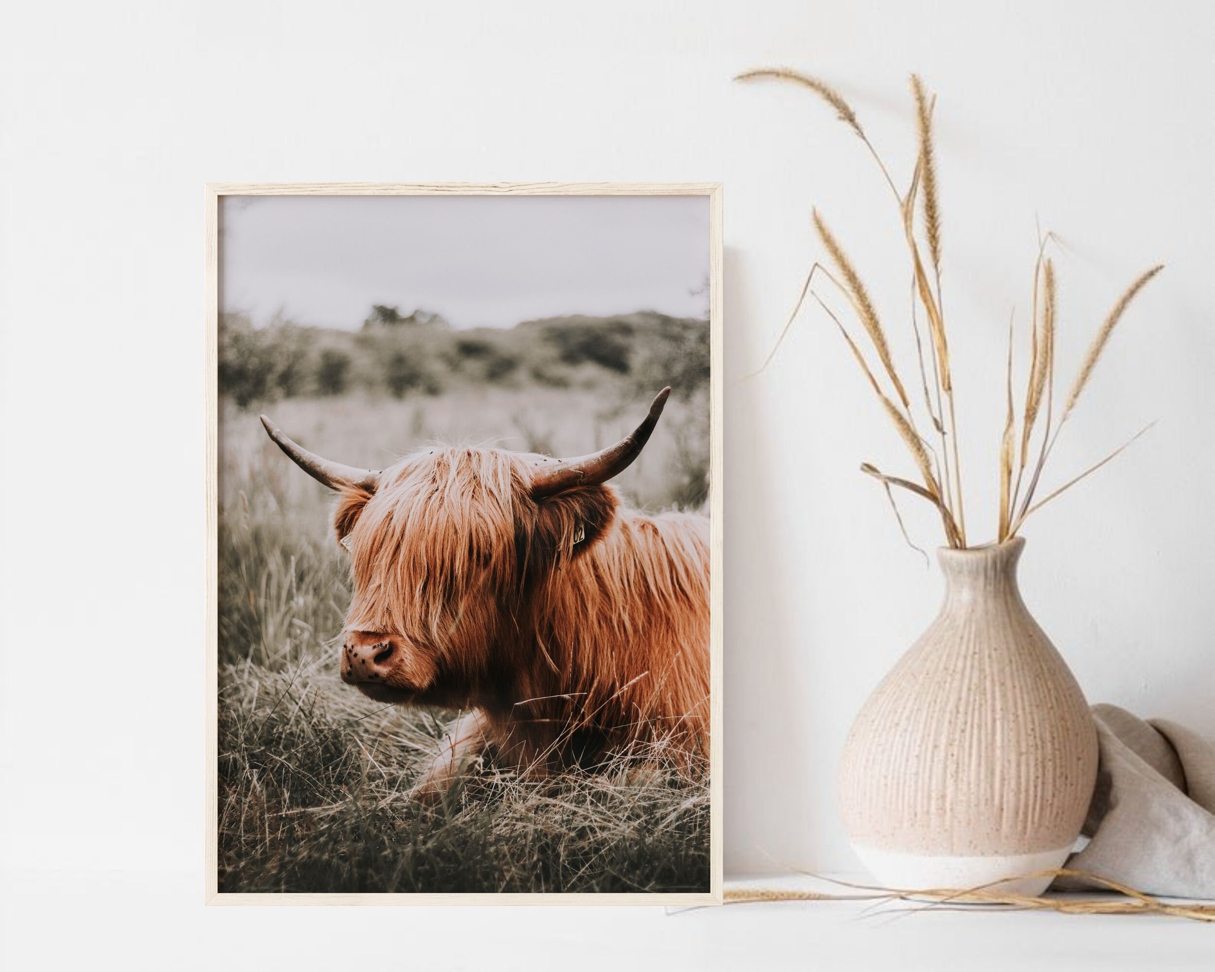 Western Set of 6 Prints DIGITAL Highland Cow Large Wall Art | Etsy