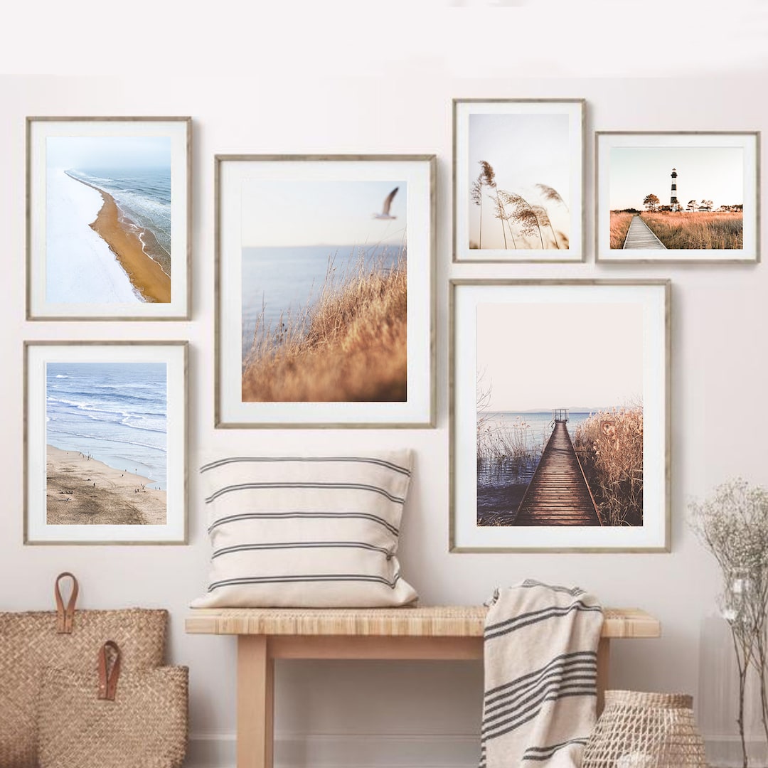 Boho Beach Gallery Wall Set of 6 DIGITAL Prints, Aerial Beach Print Set ...