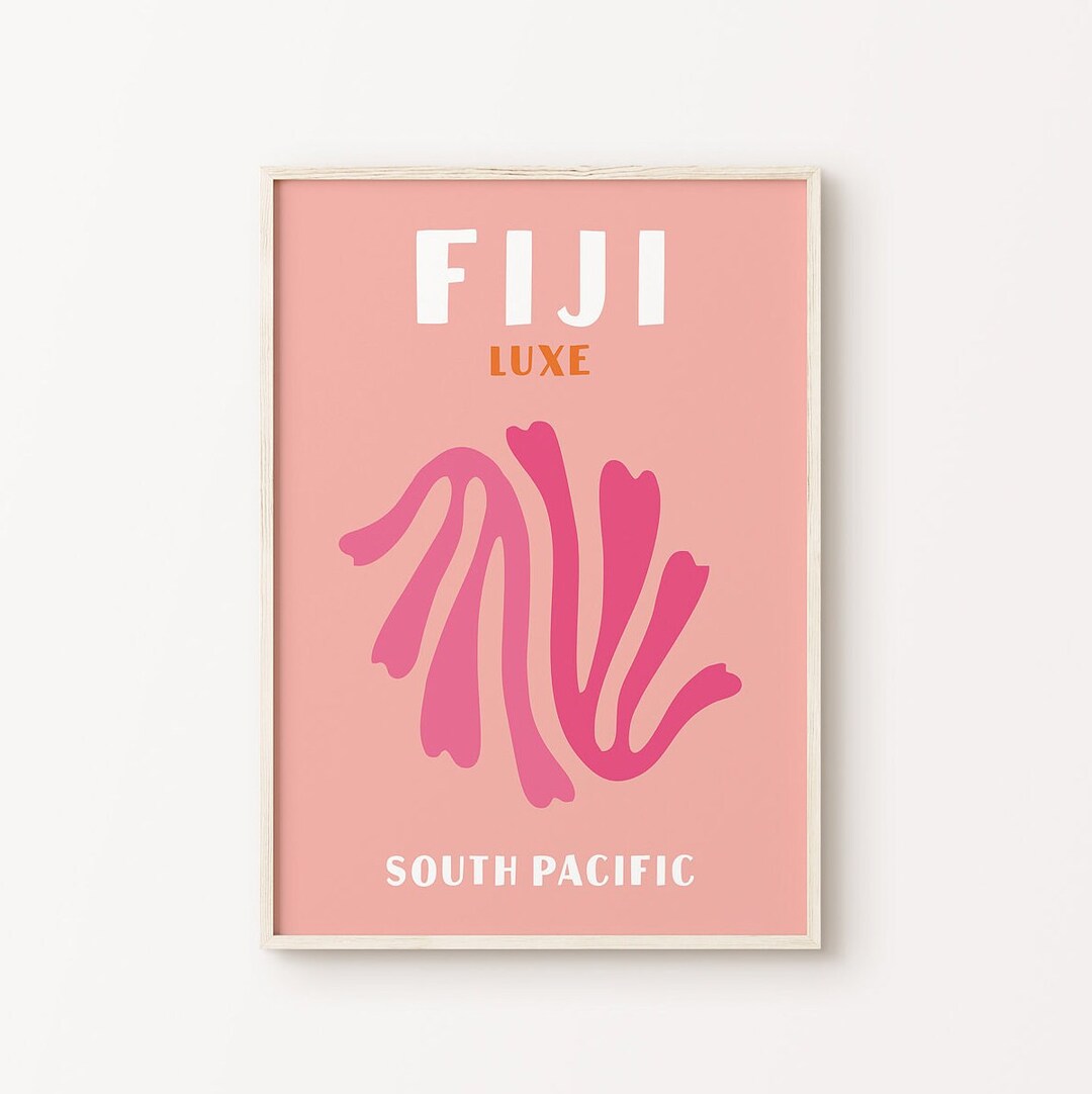 Printable Fiji Travel Print, Digital Colorful Retro Poster, Preppy Room ...