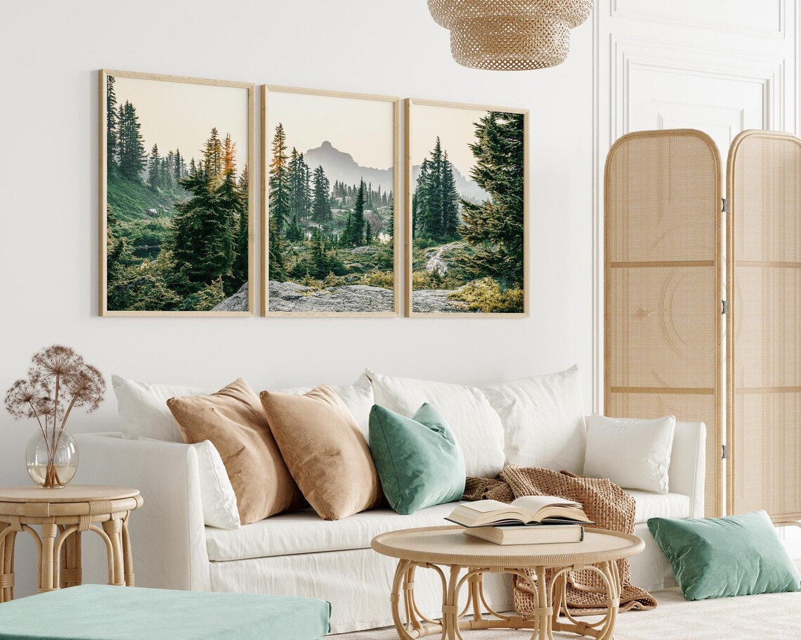 Mountain Set of 3 Prints, Printable Nature Landscape 3 Pieces Wall Art ...