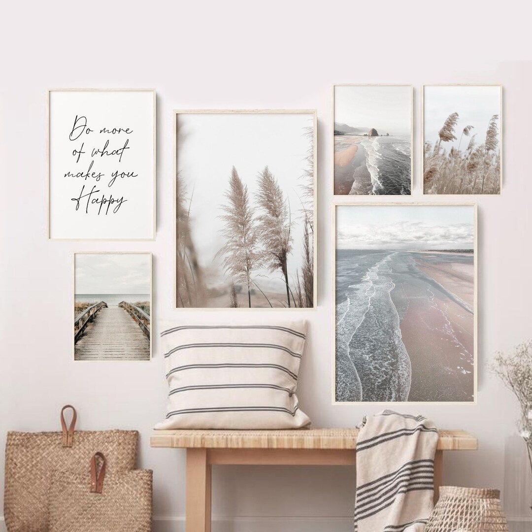 Boho Gallery Wall Set of 6 Digital Prints, Aerial Beach Print Set ...